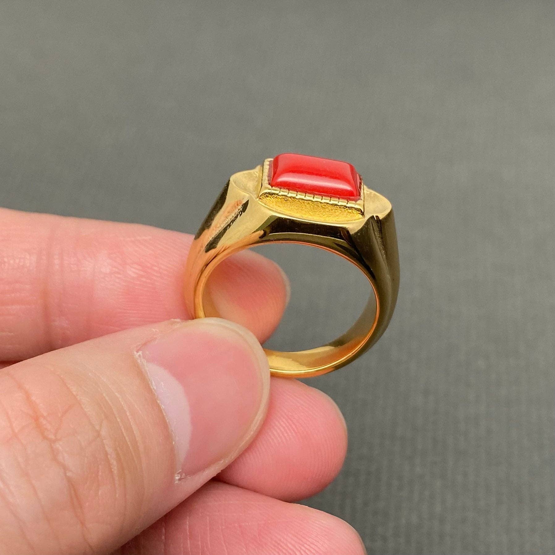 Wholesale Redstone 18K Gold-plated Stainless Steel Ring - FGS for your ...