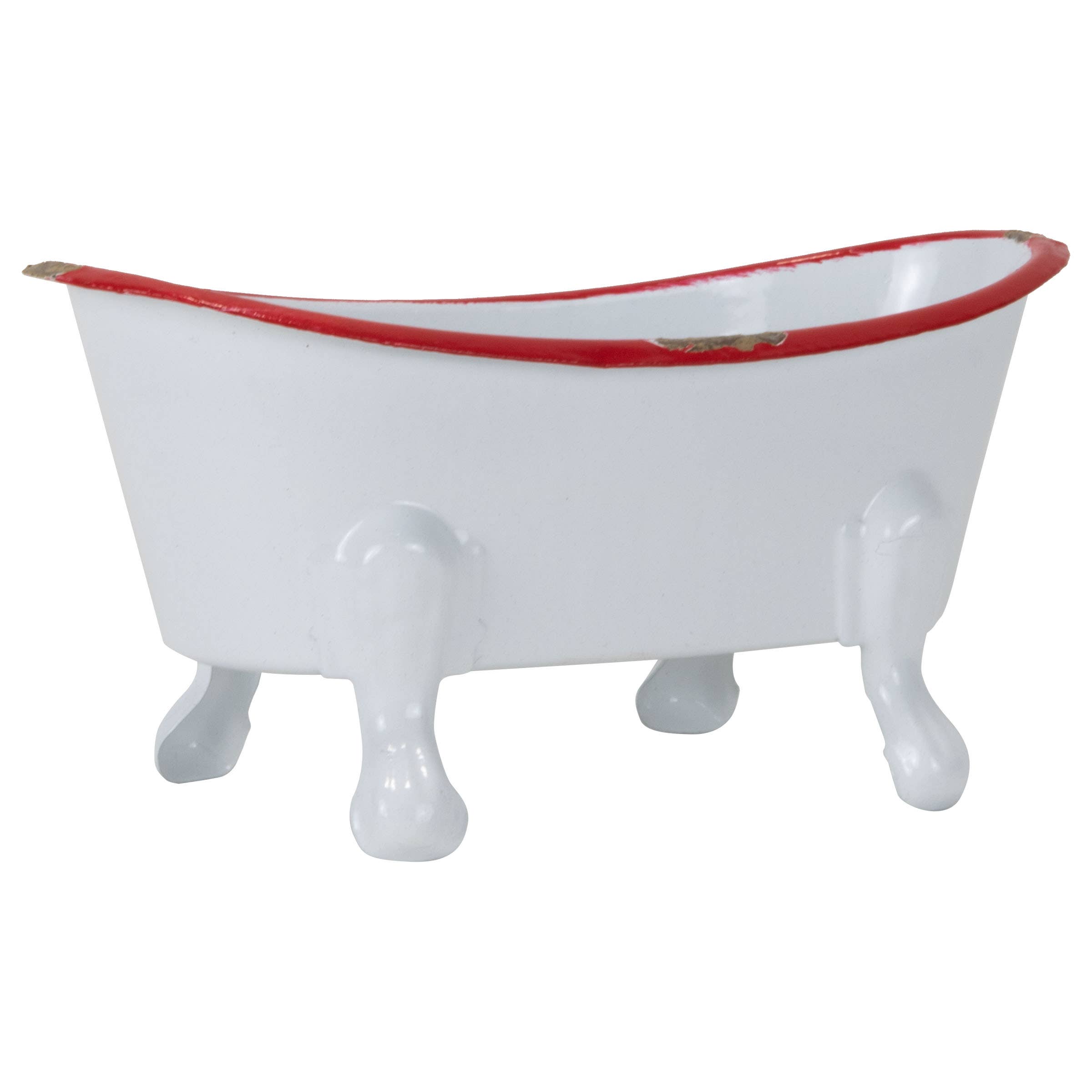 Wholesale Mini Distressed Enamel Bathtub Soap Dish, Red Rim for your ...