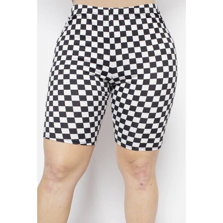 Wholesale PLUS SIZE CHECKERED BIKER SHORTS for your store - Faire