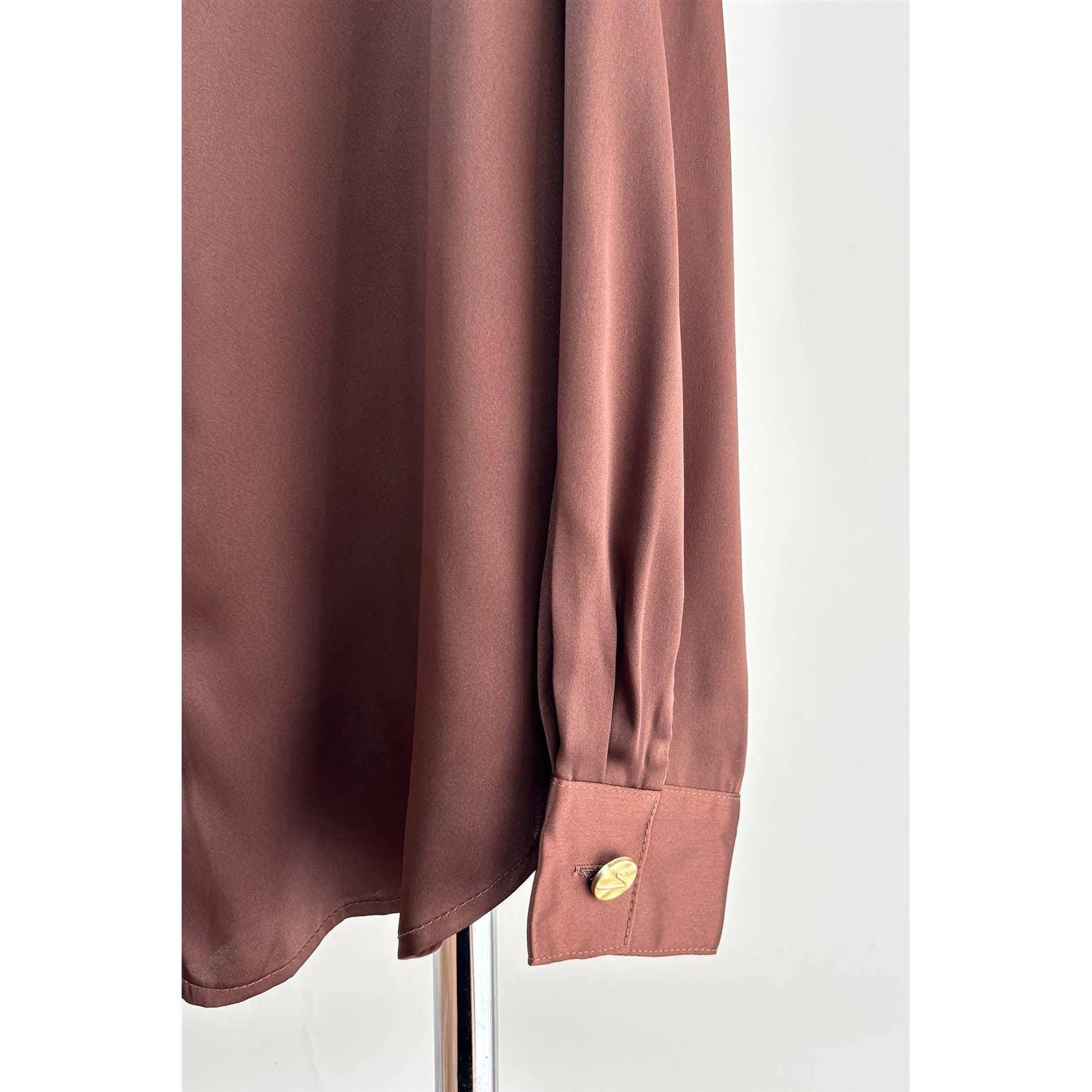 Wholesale X9849CT Satin Shirt with Unique Gold Buttons for your store ...