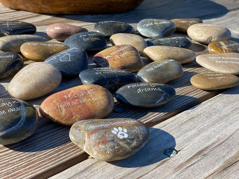 Wholesale Inspirational River Rock Word Stones Display - Small (95) for ...