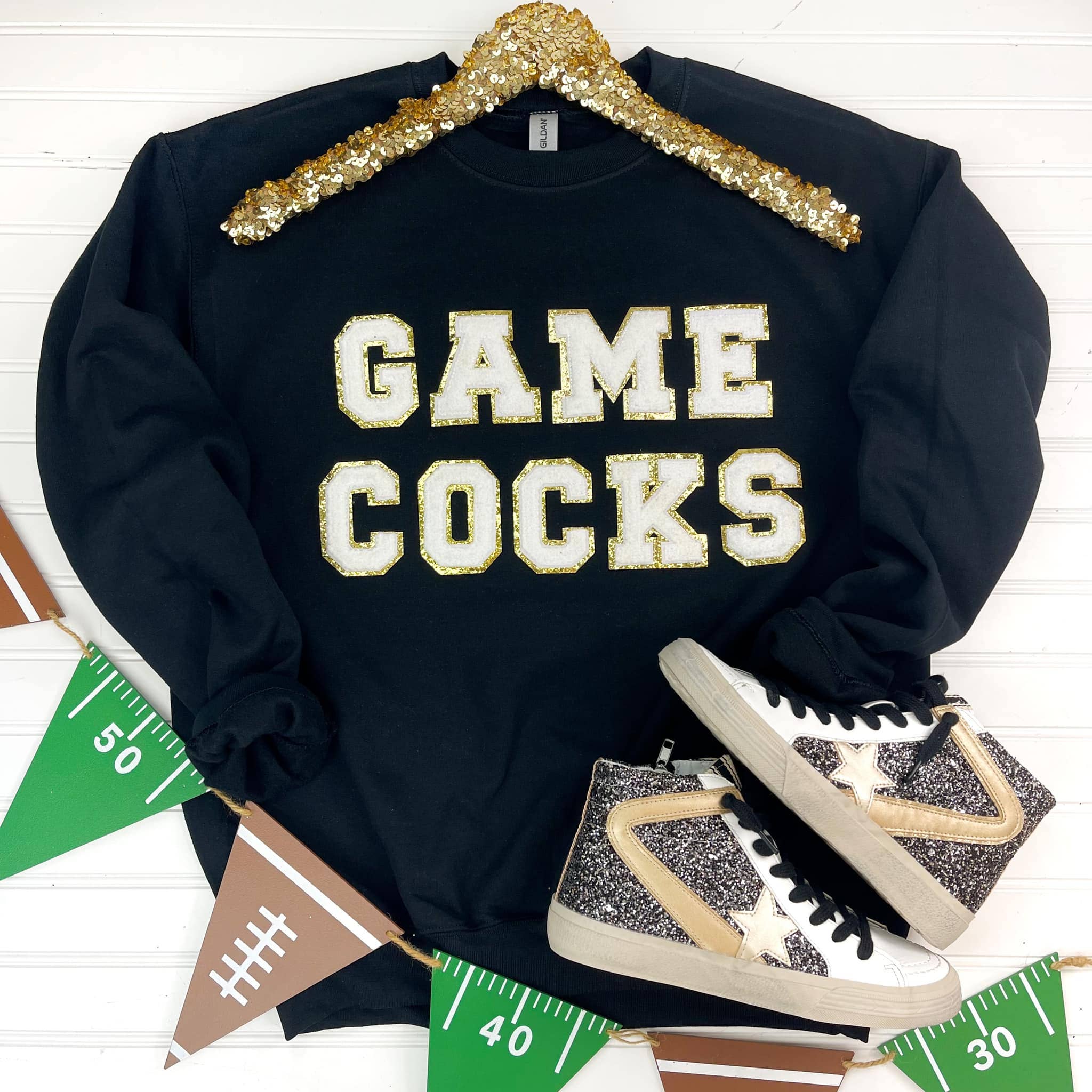 Wholesale Black Gamecocks Patch Sweatshirt for your store - Faire