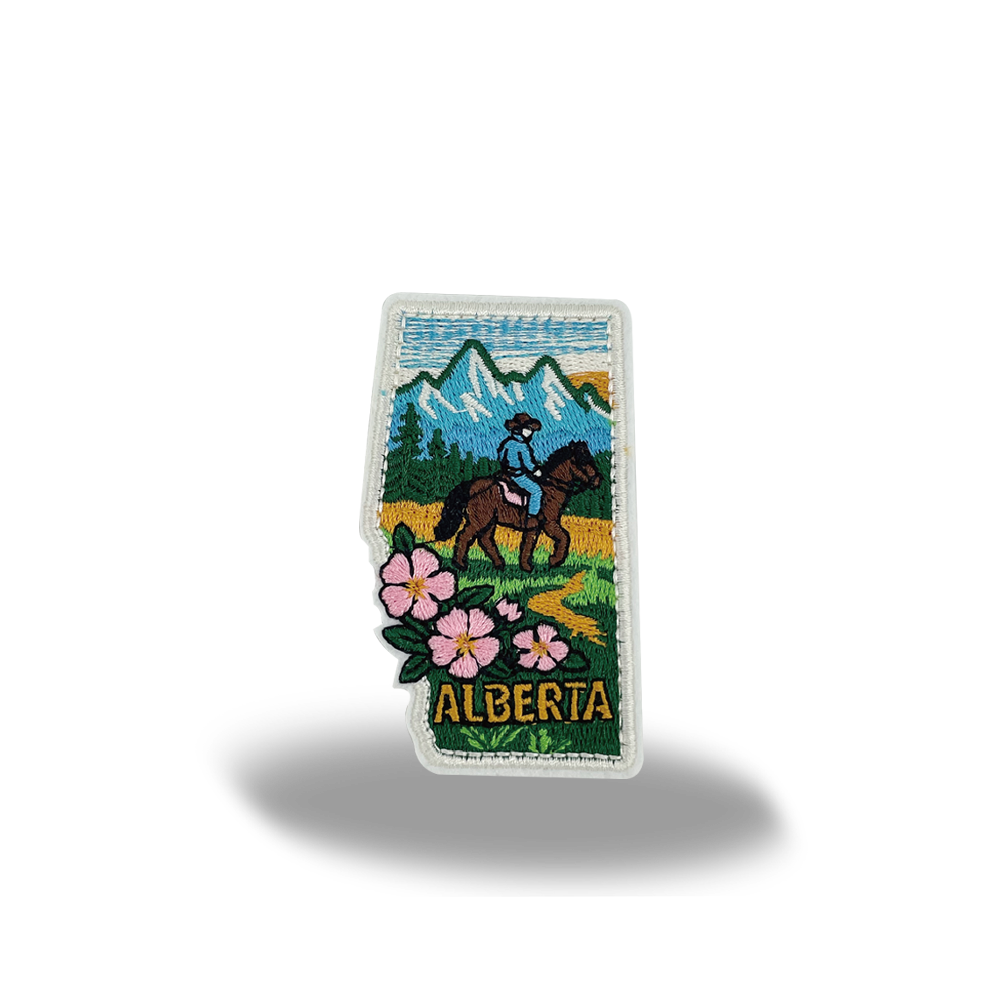 Wholesale Alberta Horseback Riding Mountain Wild Rose Embroidered Patch ...