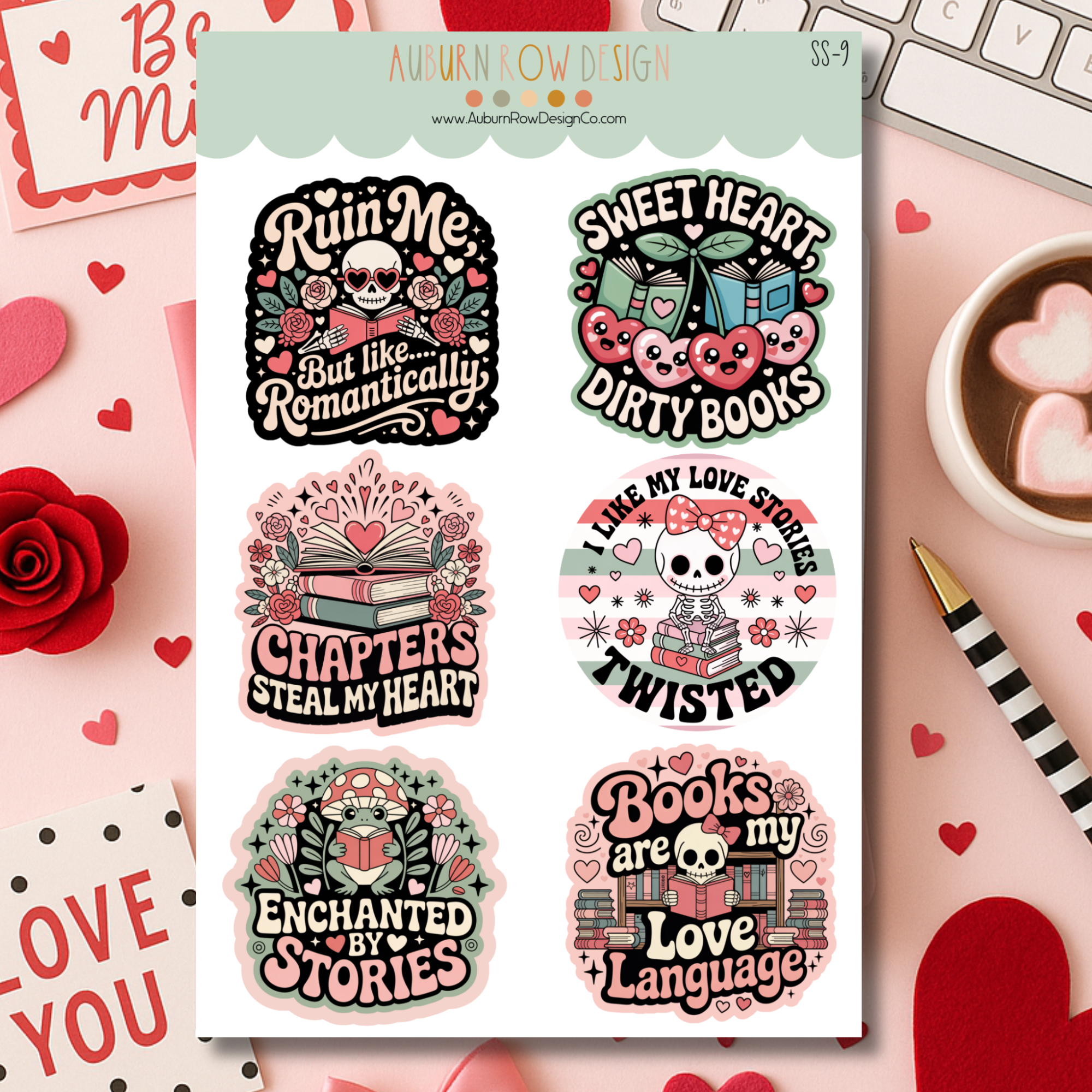 Wholesale Valentine's Day Bookish Sticker Sheet for your store - Faire