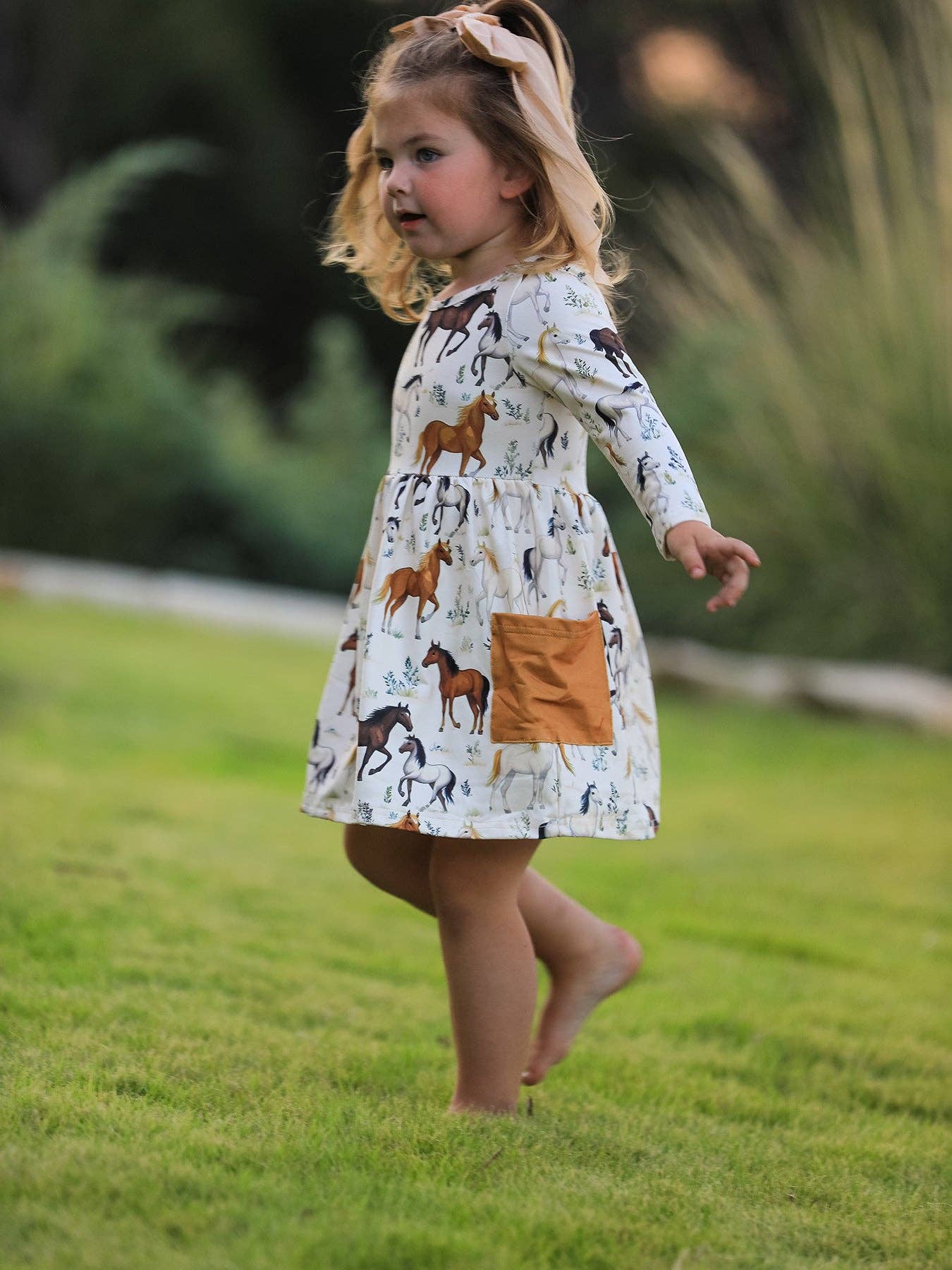 Wholesale Western Horse Print Long Sleeve Dress for your store - Faire