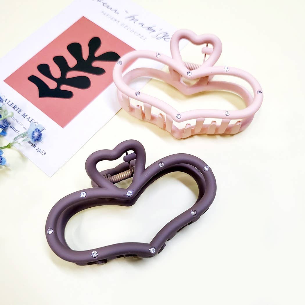 Wholesale Matte Heart Shaped Stone Accent Hair Claw Clip for your store ...