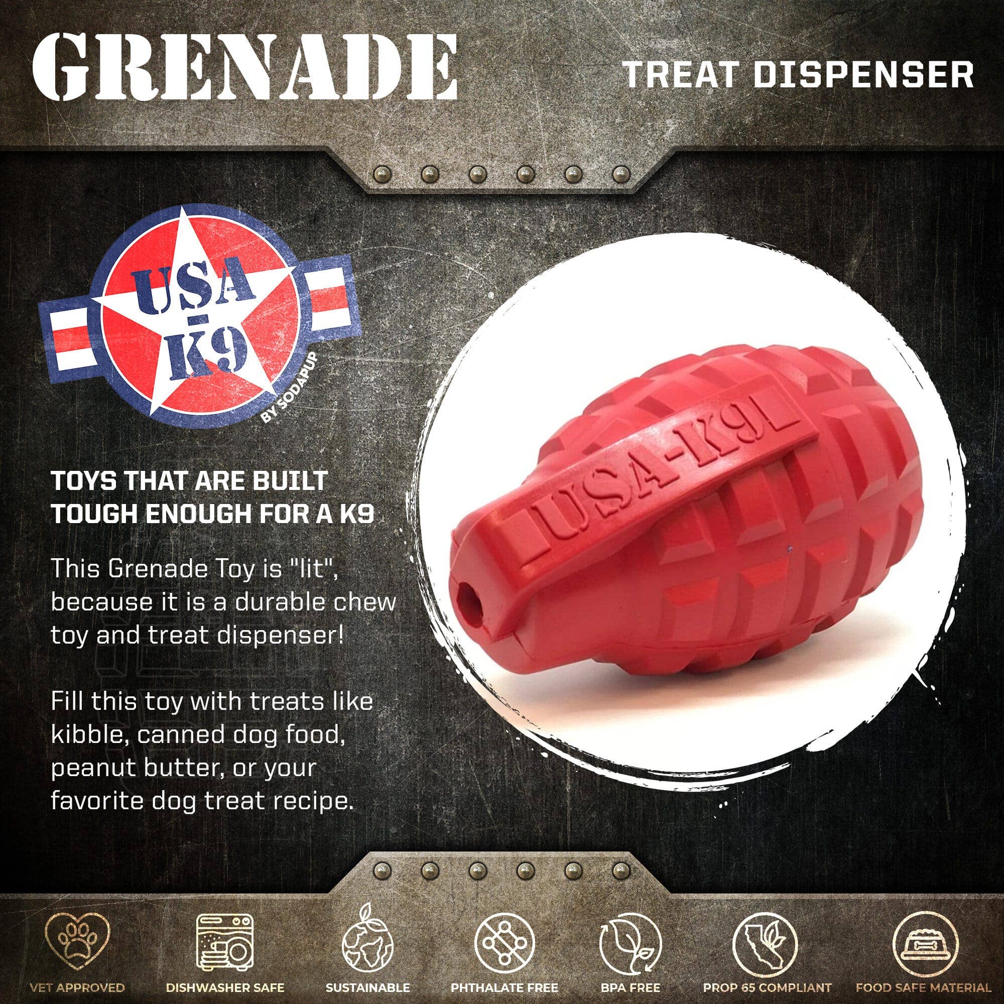 Wholesale Grenade Shaped eDispenser Durable Dog Chew Toy & Treat ...