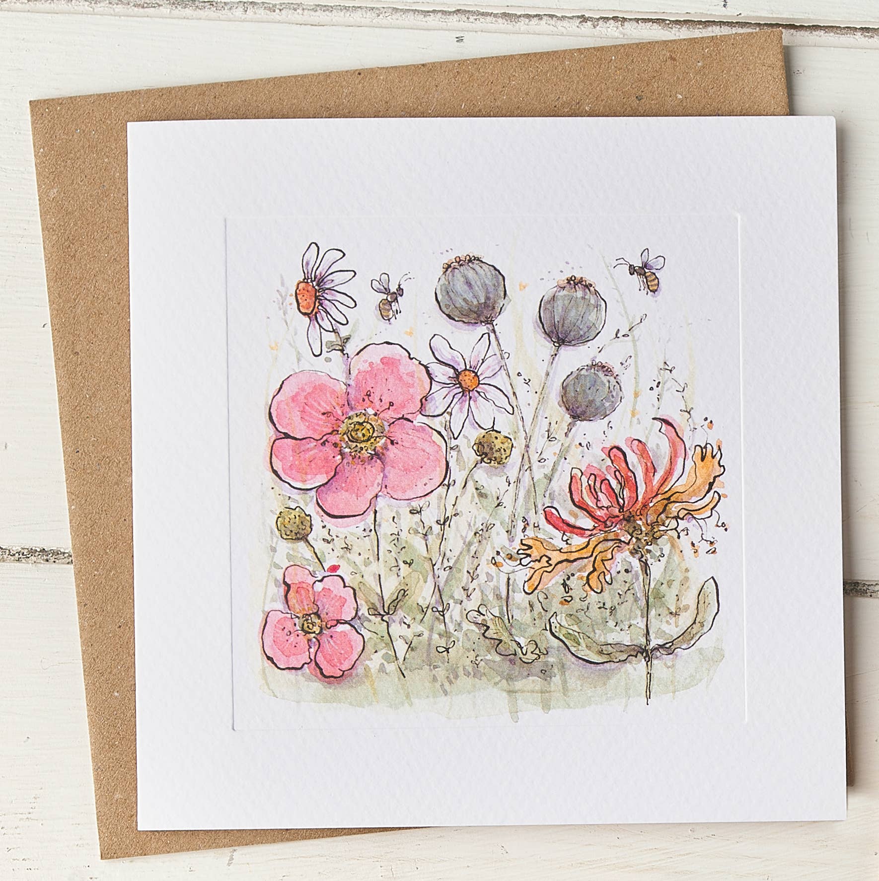 Wholesale Poppies and Honeysuckle Greetings Card for your shop – Faire