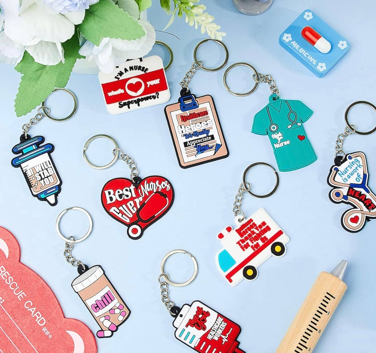 Wholesale Super cute Nurse silicon keychains pack of 12 for your store ...