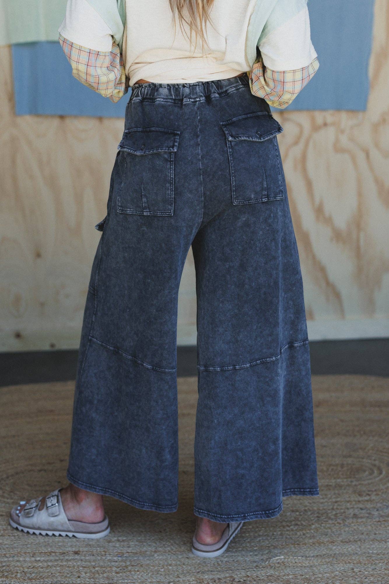 Wholesale Cargo Cascade Wide Leg Pants - Ash Black for your store - Faire