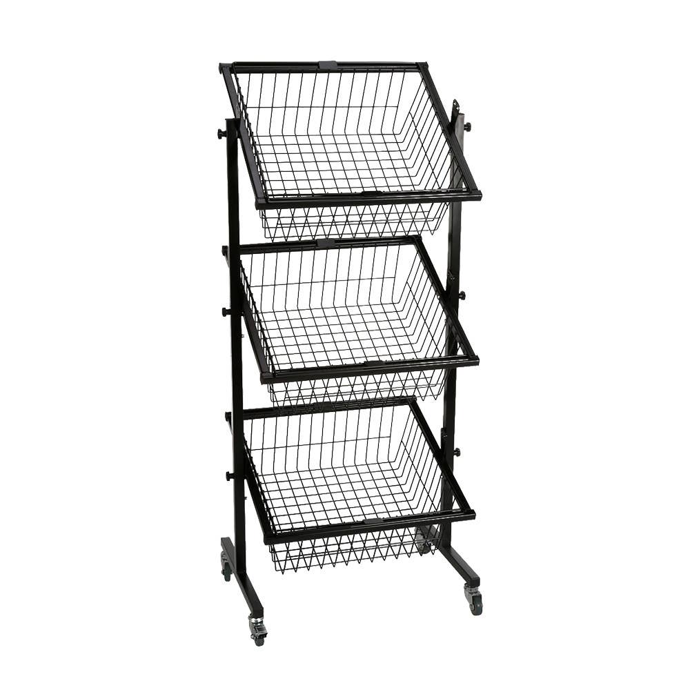 Wholesale 3 Tier Black Wire Retail Display with Casters for your store ...