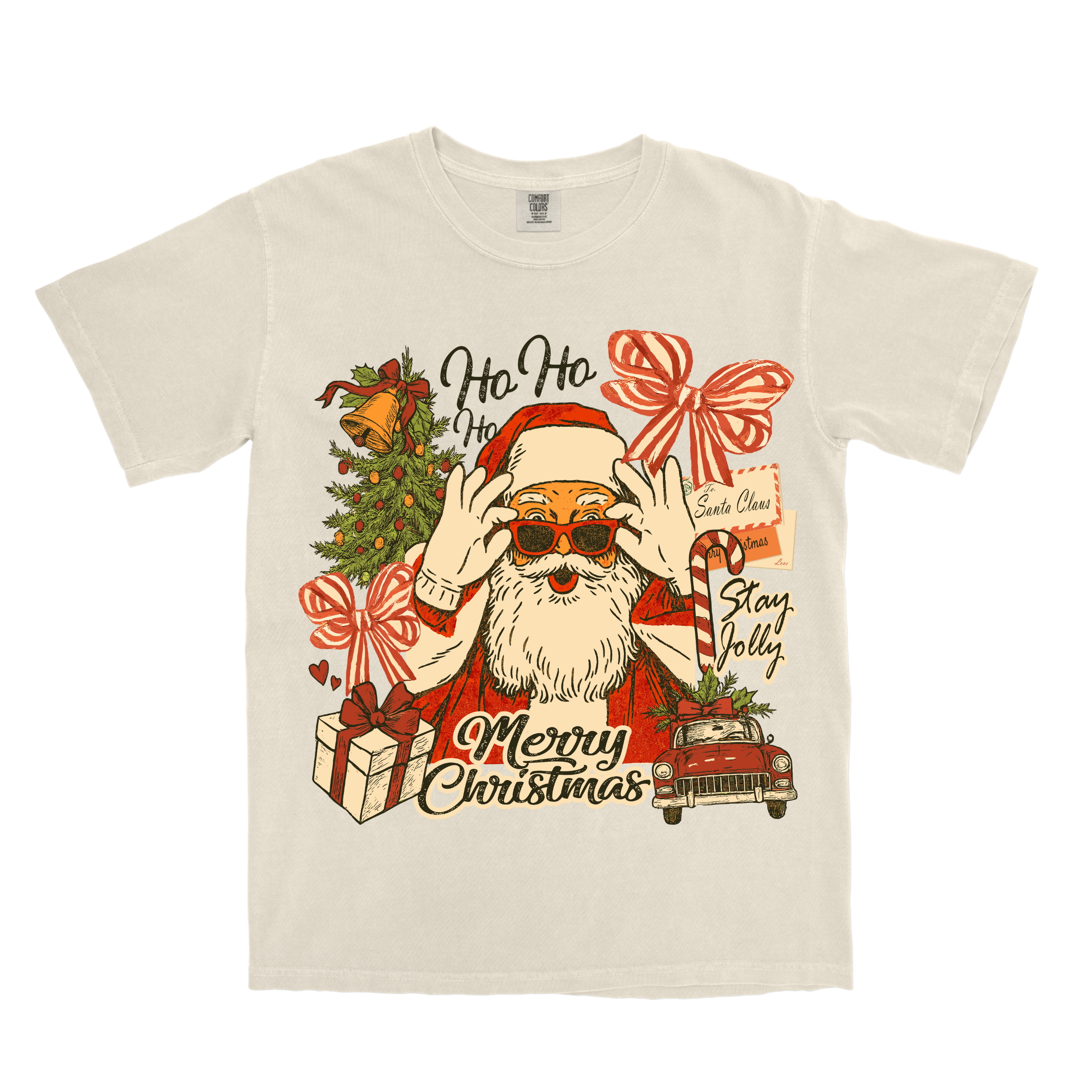 Wholesale Ho Ho Ho Merry Christmas Santa Graphic Tee for your store - Faire