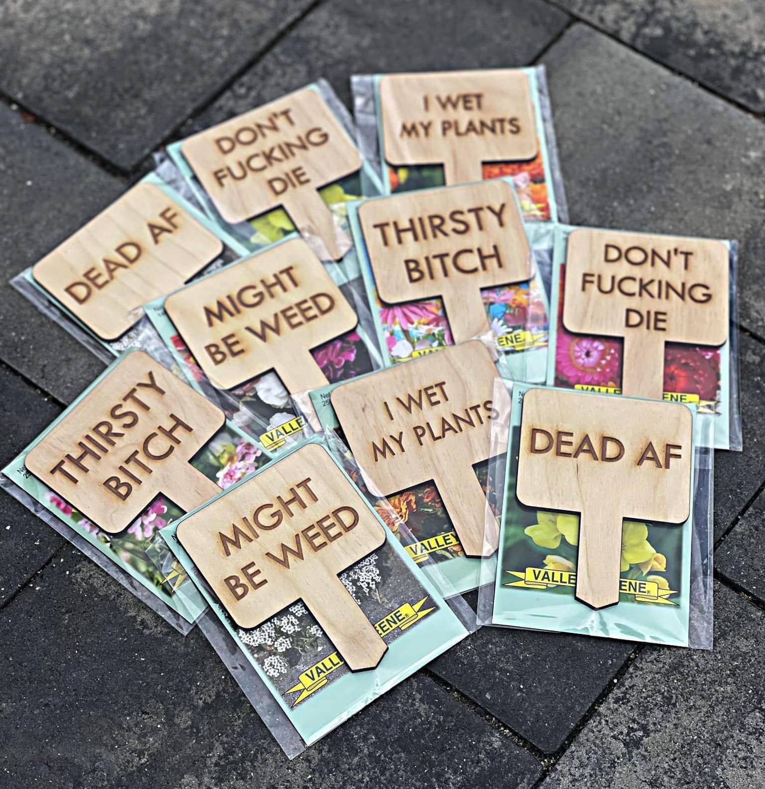 Wholesale Snarky Engraved Wood Plant Stakes with Seed Packs for your ...