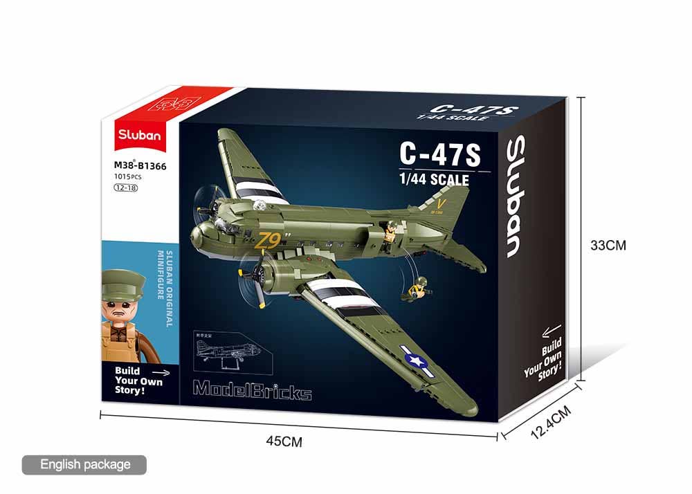 Wholesale C-47 Troop Carrier Airplane WW2 Building Block Set B1366 for ...