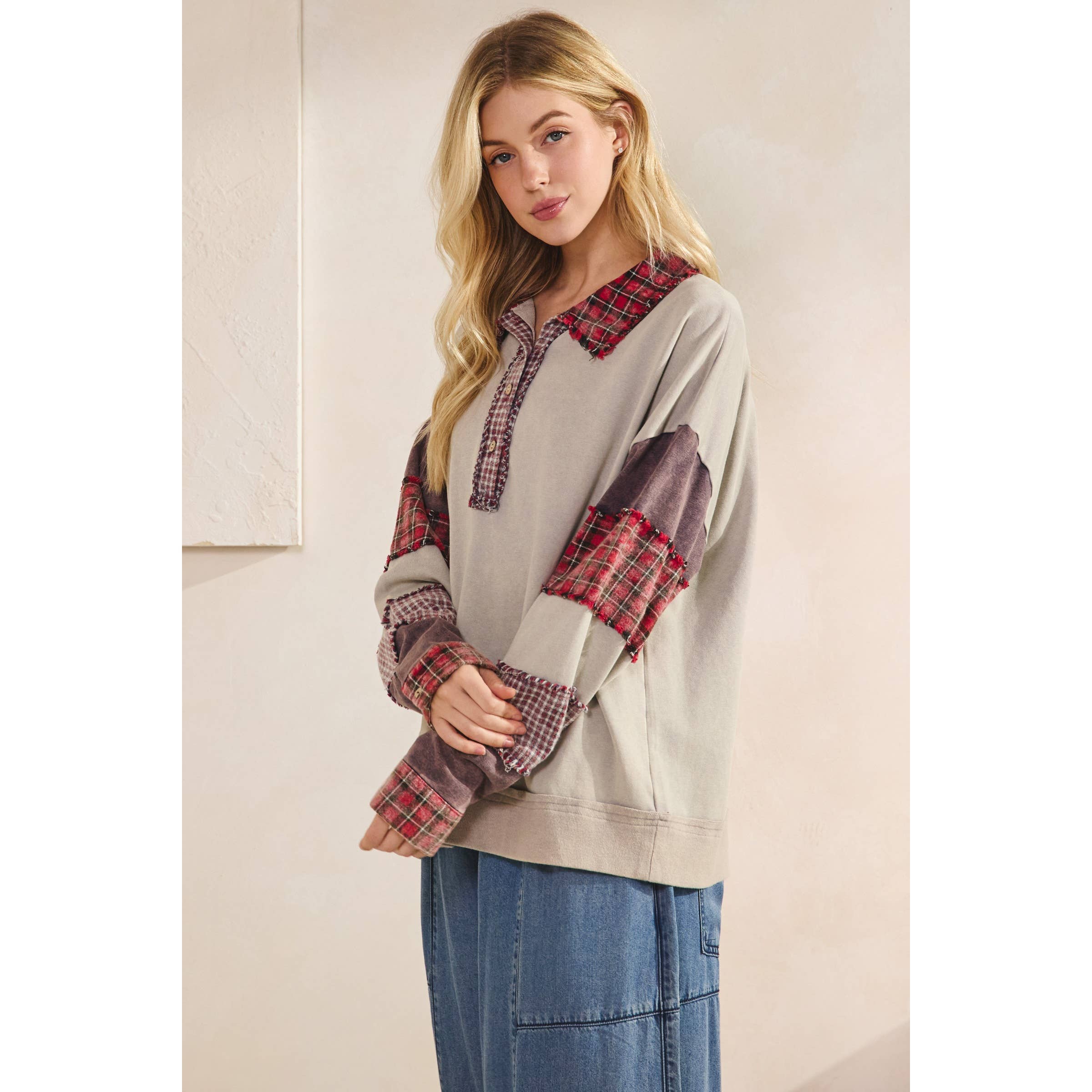 Wholesale THE NORTHWOODS PLAID HENLEY (ST8161) for your store - Faire