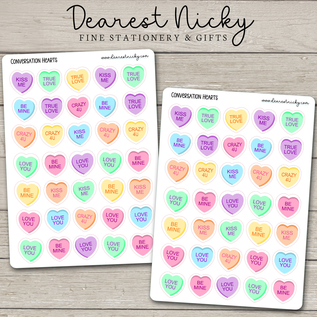 Wholesale Conversation Hearts Stickers - 2 Sheets for your store - Faire