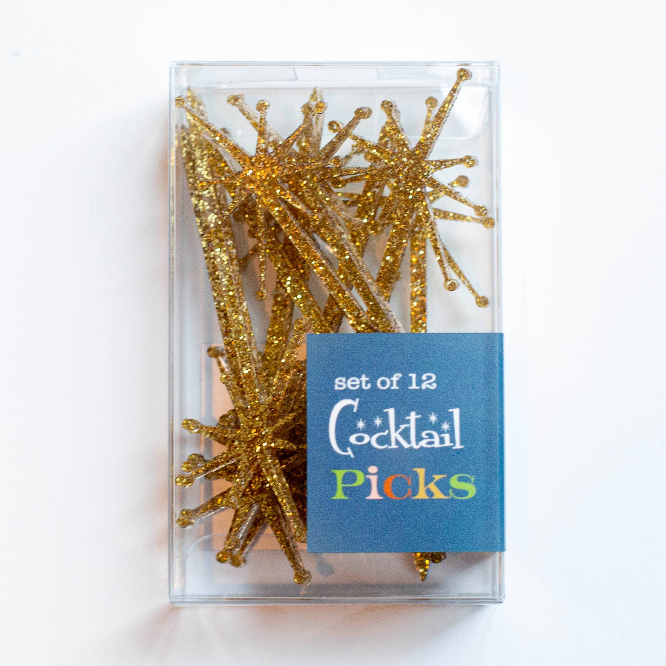Wholesale Gold Glitter Retro Starburst Acrylic Cocktail Pick Set of 12 ...
