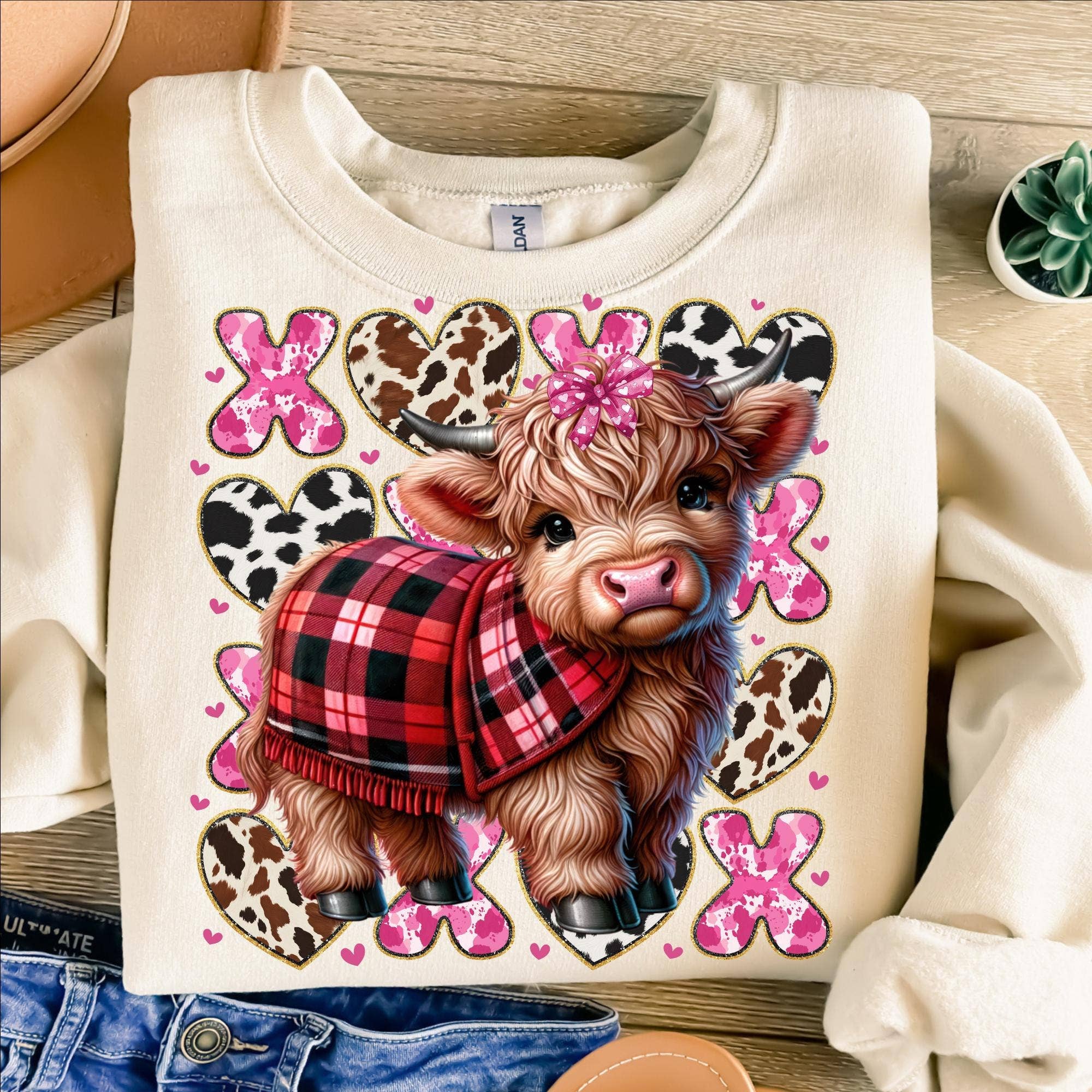 Wholesale Valentine Baby Highland Cow Shirt, XOXO Hearts Sweater for ...