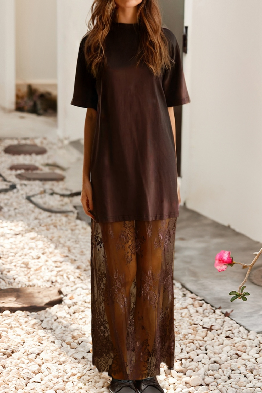 Wholesale LDC High Waist Patchwork Short Sleeve Lace Dress for your ...