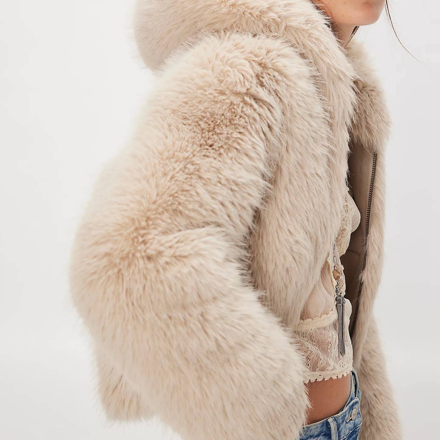 Wholesale Vintage Fluffy Zip Up Plush Faux Fur Hooded Jacket for your ...