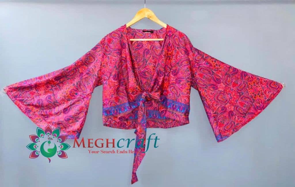 Wholesale Assorted Vintage Upcycle Silk Sari tops-Recycled Silk tops ...