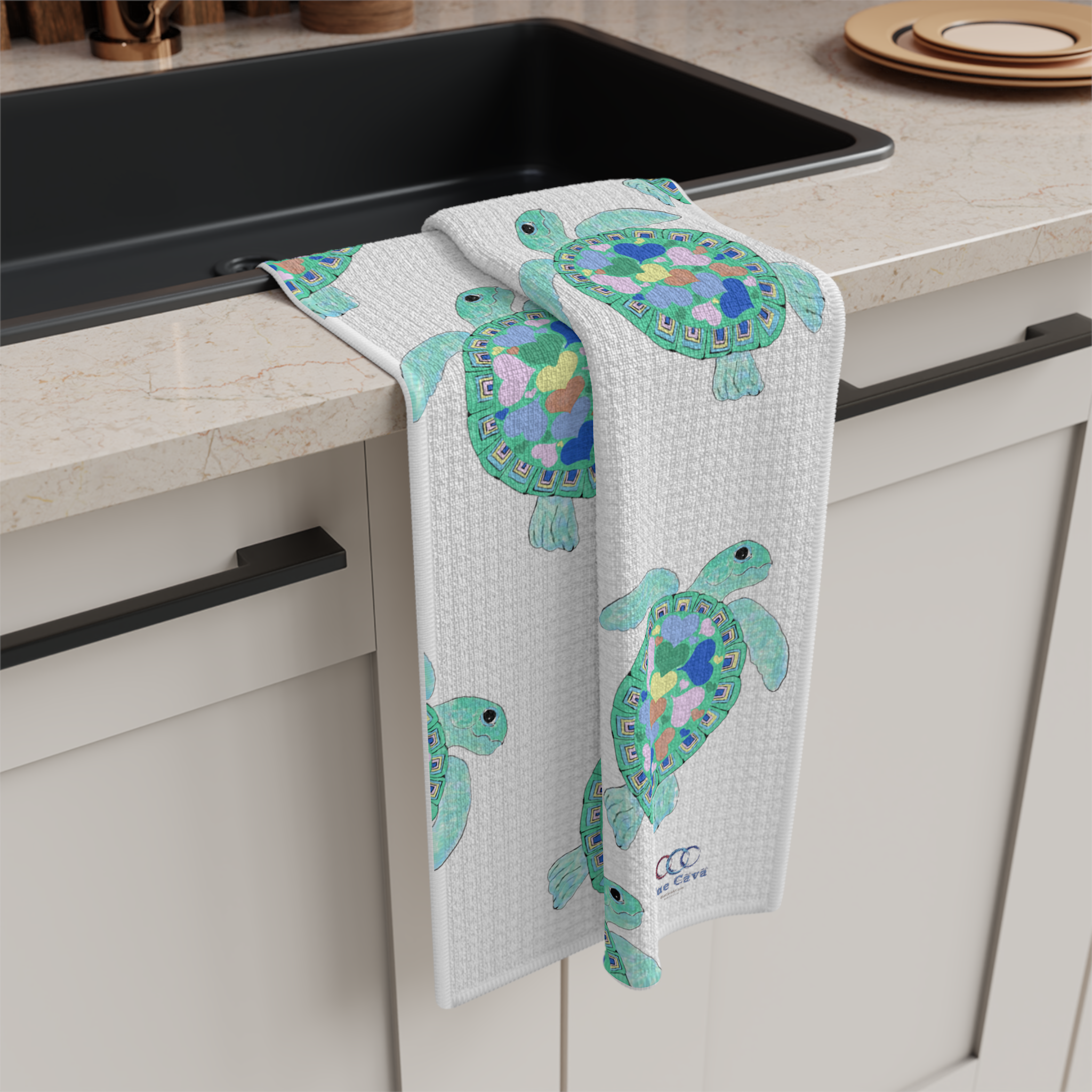 Wholesale “Love” Sea Turtles Microfiber Waffle Towel for your store - Faire