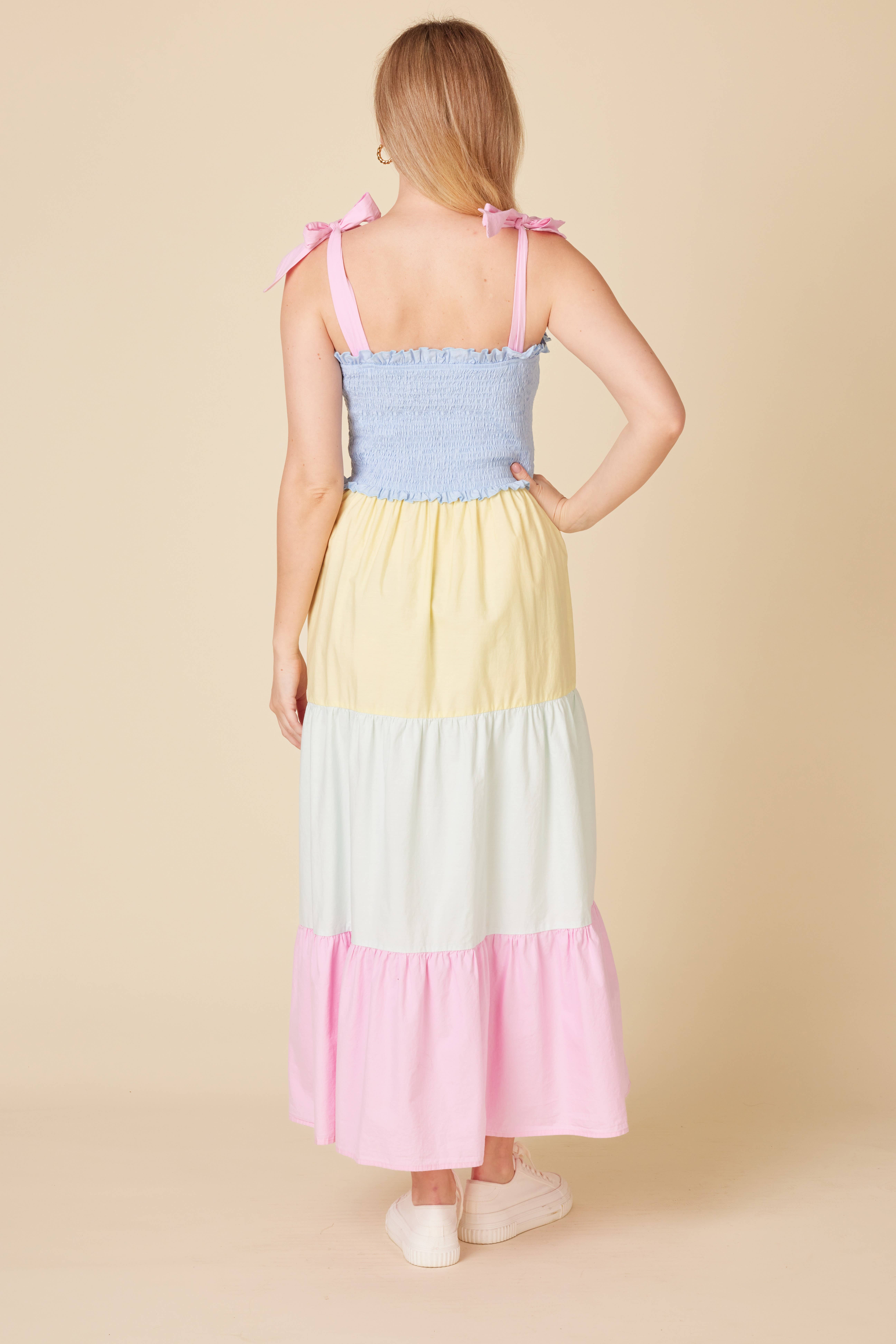 Wholesale Color Block Smocked Dress for your store - Faire