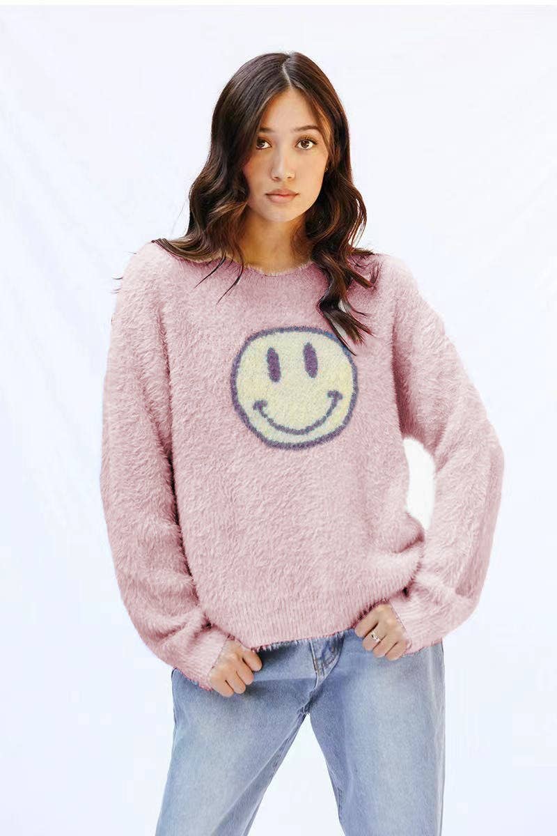 Wholesale Fuzzy smile sweater for your store - Faire