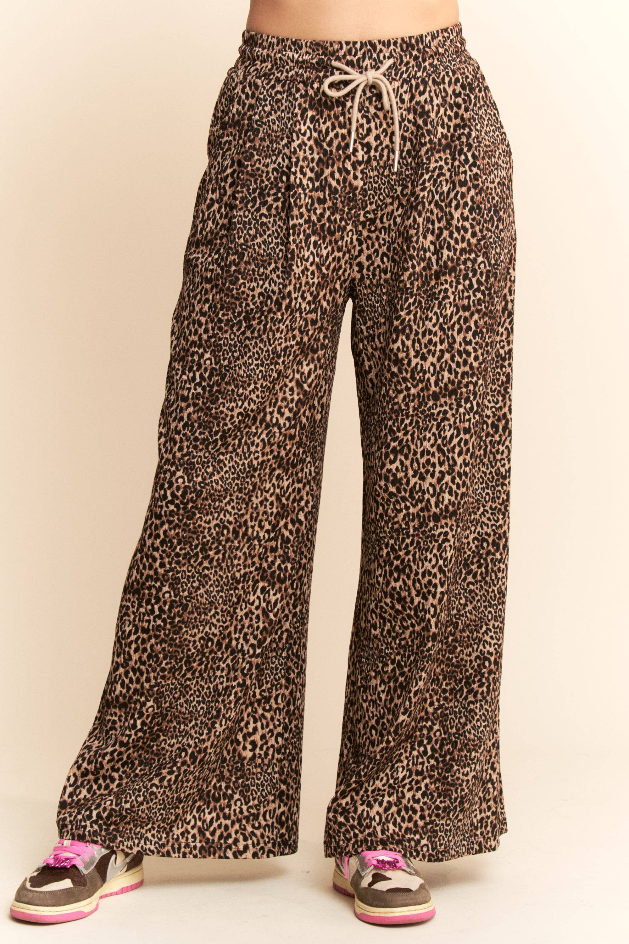 Wholesale WAIST STRING LEOPARD PRINTED STRAIGHT LONG PANTS for your ...