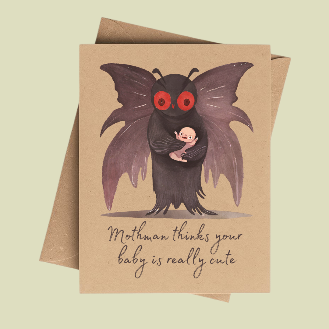 Wholesale Mothman thinks your baby is really cute Card on Kraft Paper ...