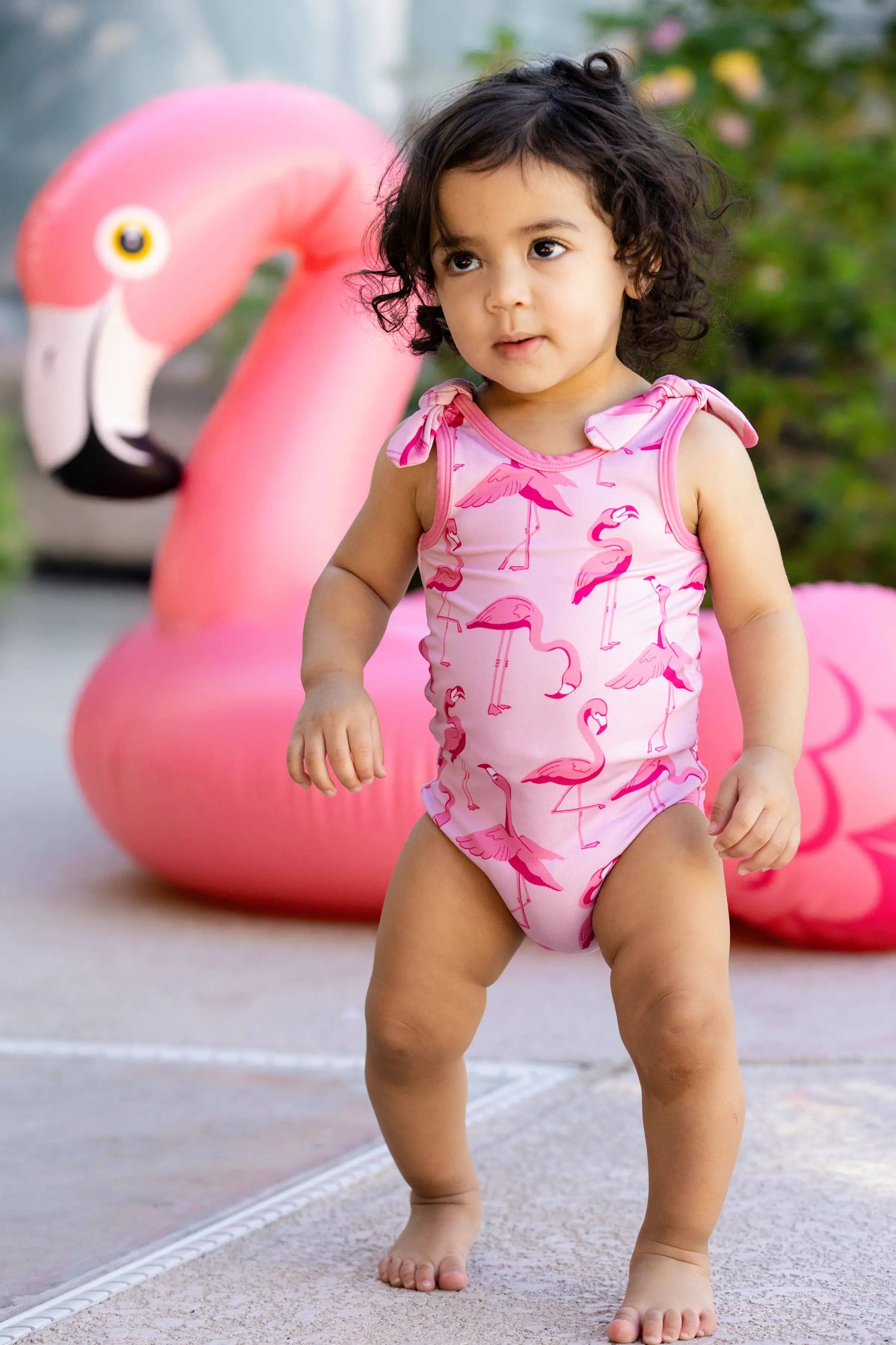 Wholesale Baby + Kid Tie Swimsuit One-Piece_Pink Flamingos for your ...