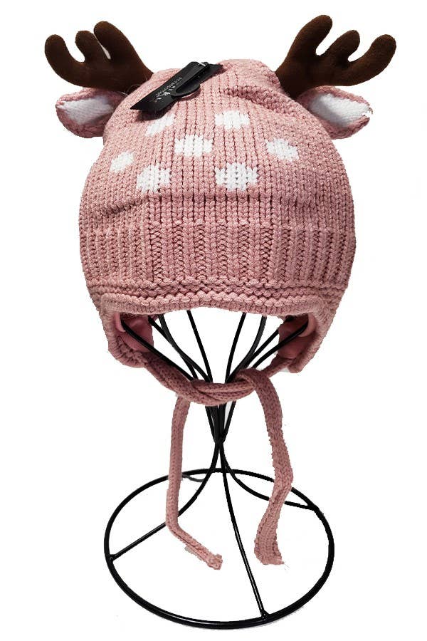 Wholesale Kids Double Layer Reindeer Beanie for your store - Faire