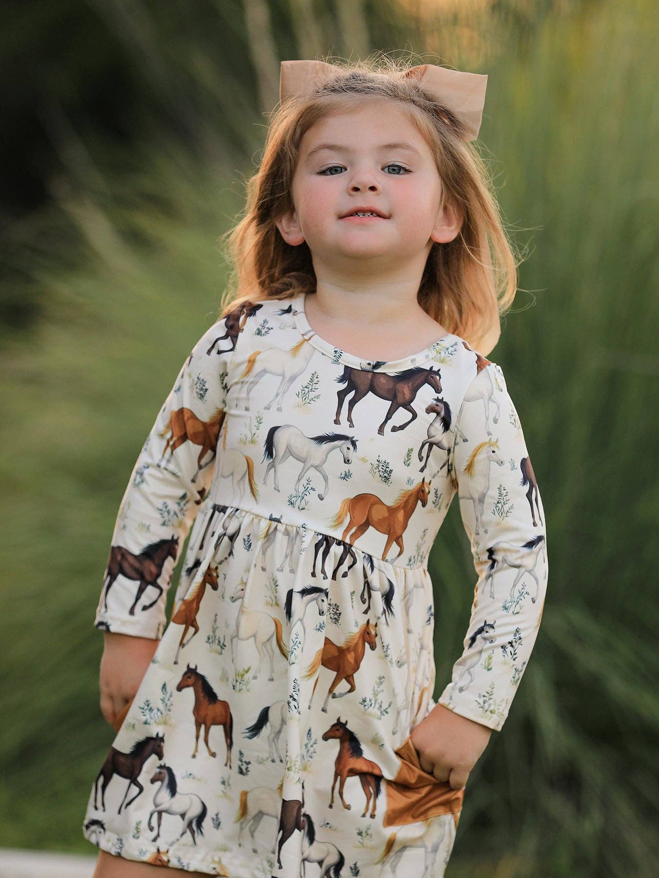 Wholesale Western Horse Print Long Sleeve Dress for your store - Faire