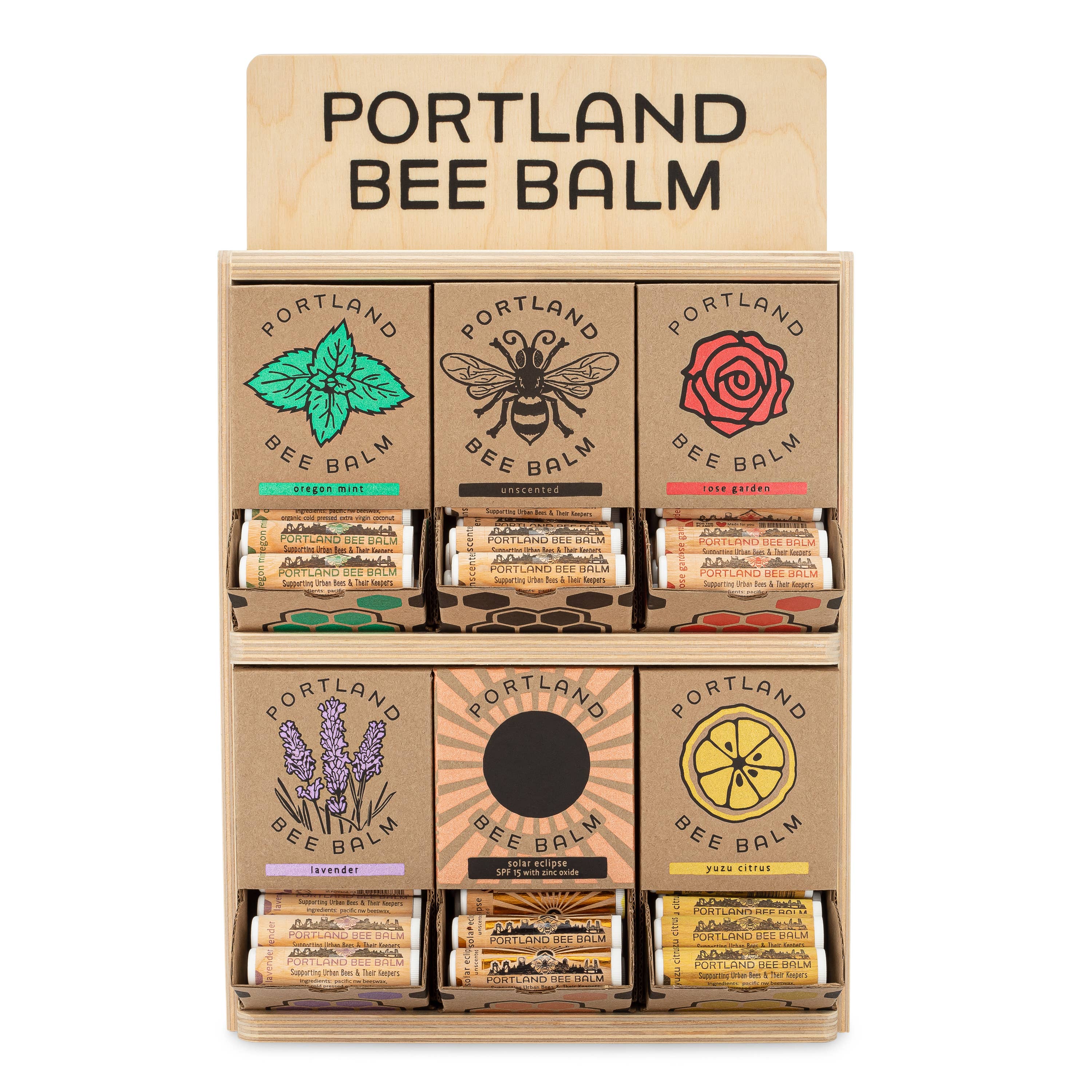 Wholesale Center Wooden Display: 144 Lip Balms for your store - Faire