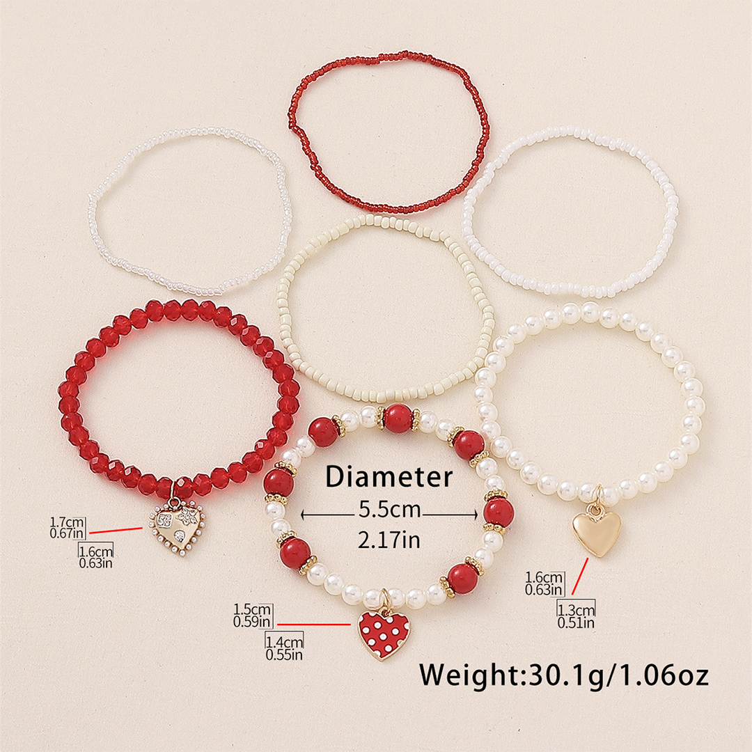 Wholesale Rhinestone Heart Pendant Glass Beaded Bracelet Set ZK3996 for ...