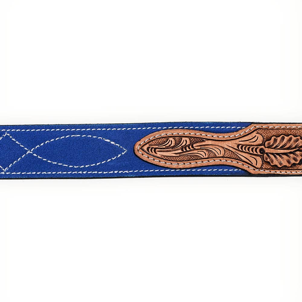 Wholesale ADBLF334 Royal Blue Genuine suede Western Belt - Tooled ...