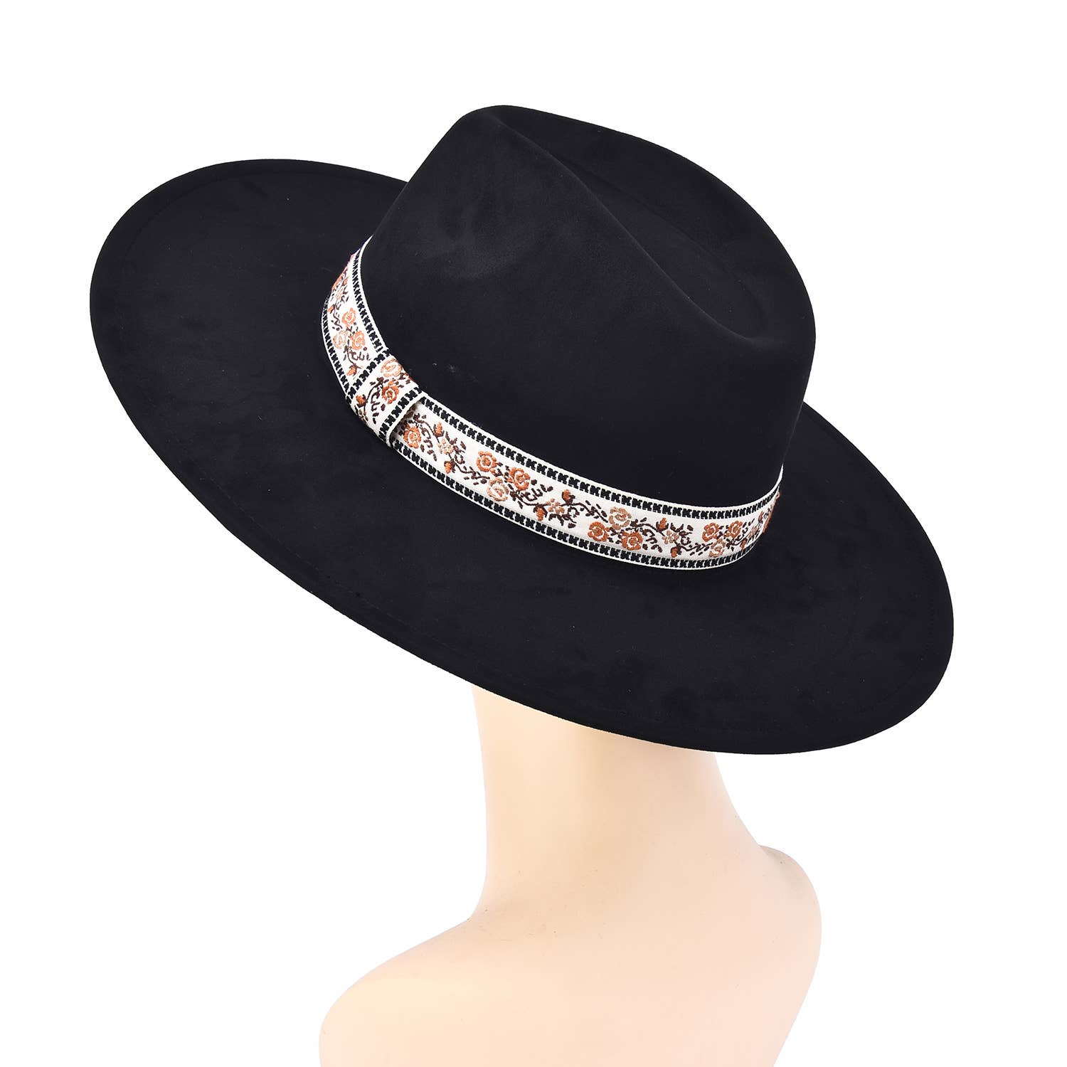 Wholesale Women's Felt Hat with Floral Embroidery Band for your store ...
