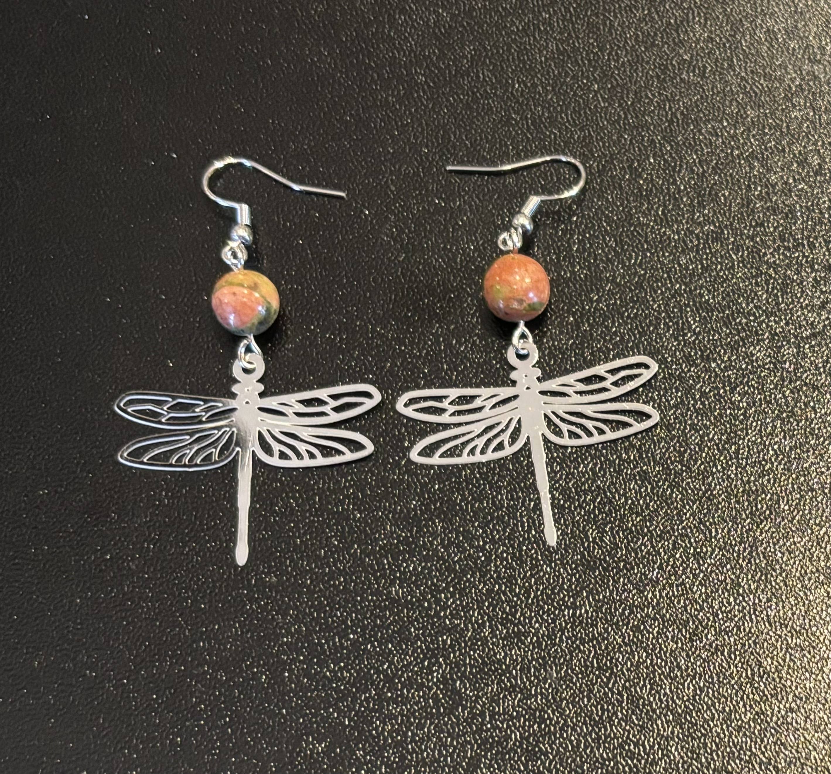 Wholesale Dragonfly and Unakite Earrings for your store - Faire