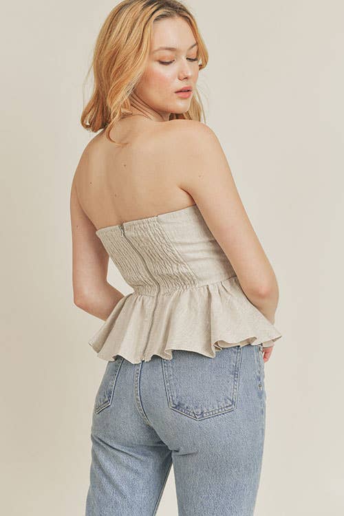 Wholesale KEYHOLE PEPLUM TUBE TOP for your store - Faire