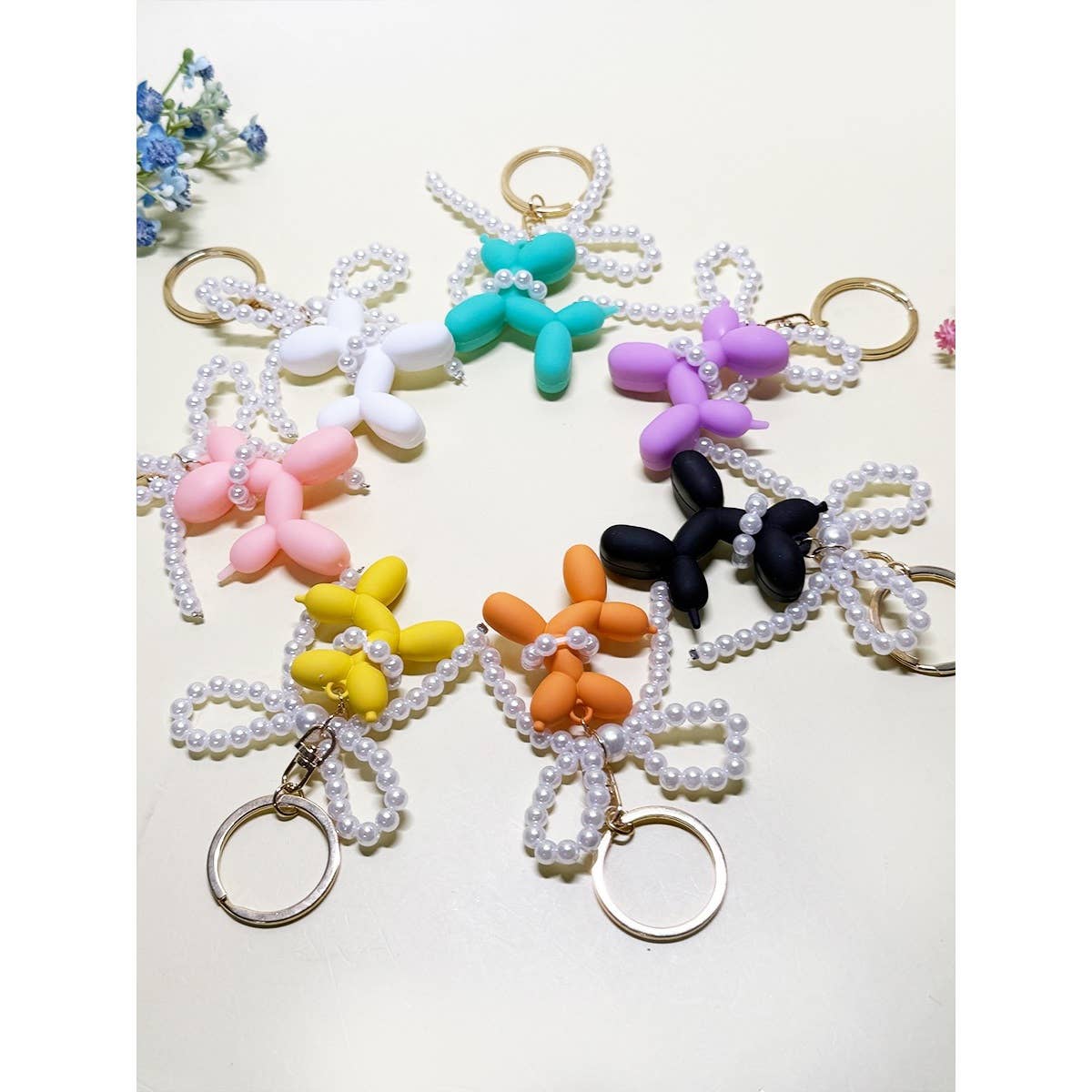 Wholesale Colorful Puppy Theme Keychain with Pearl Bow for your store ...
