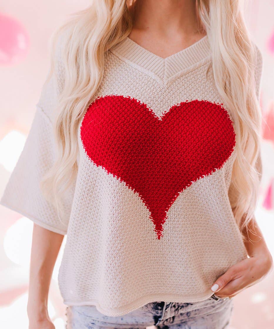 Wholesale Dropped Sleeve Heart Print Slouchy Shift Sweaters for your ...