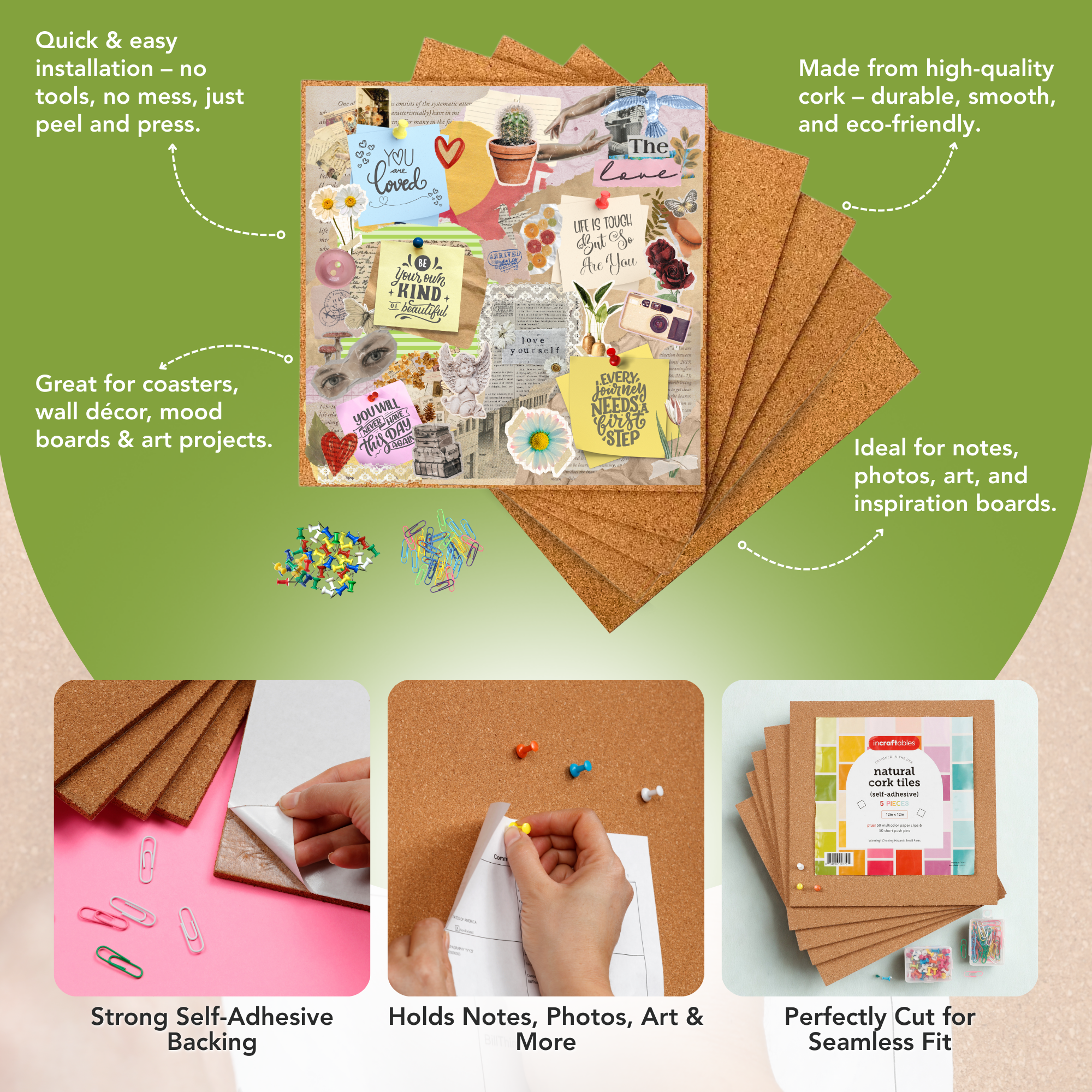 Wholesale Incraftables Cork Board Tile Squares – 5pcs for your store ...