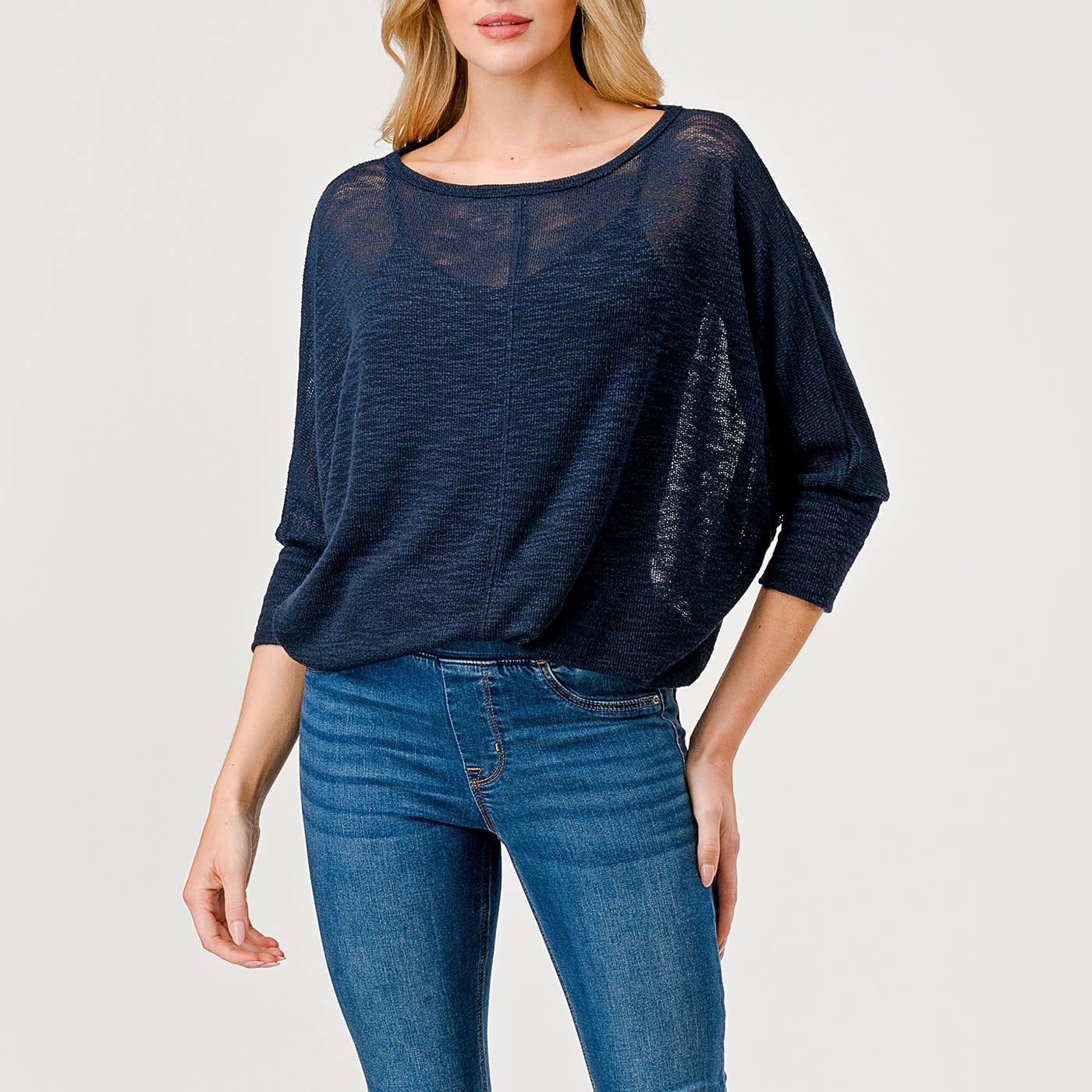 Wholesale 3/4 Dolman Sleeve Slub Textured Knit Top, T813 for your store ...