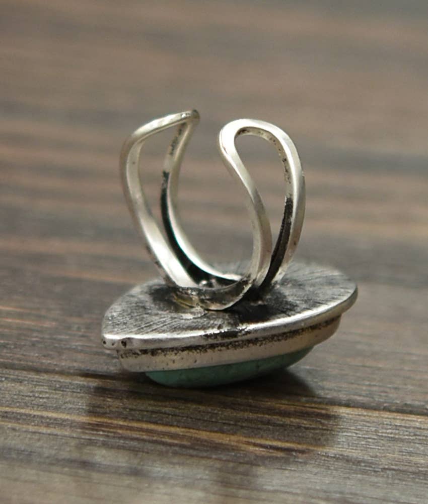 Wholesale 750179, Turquoise, Brass Adjustable Ring for your store - Faire