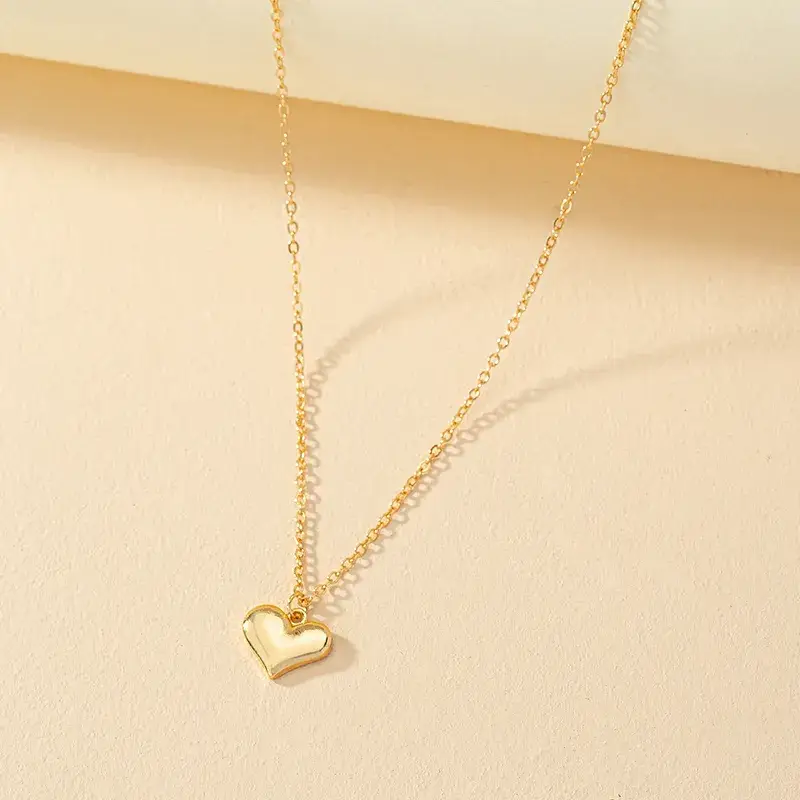 Wholesale Simple Heart Gold Plated Pendant Necklace for your store - Faire