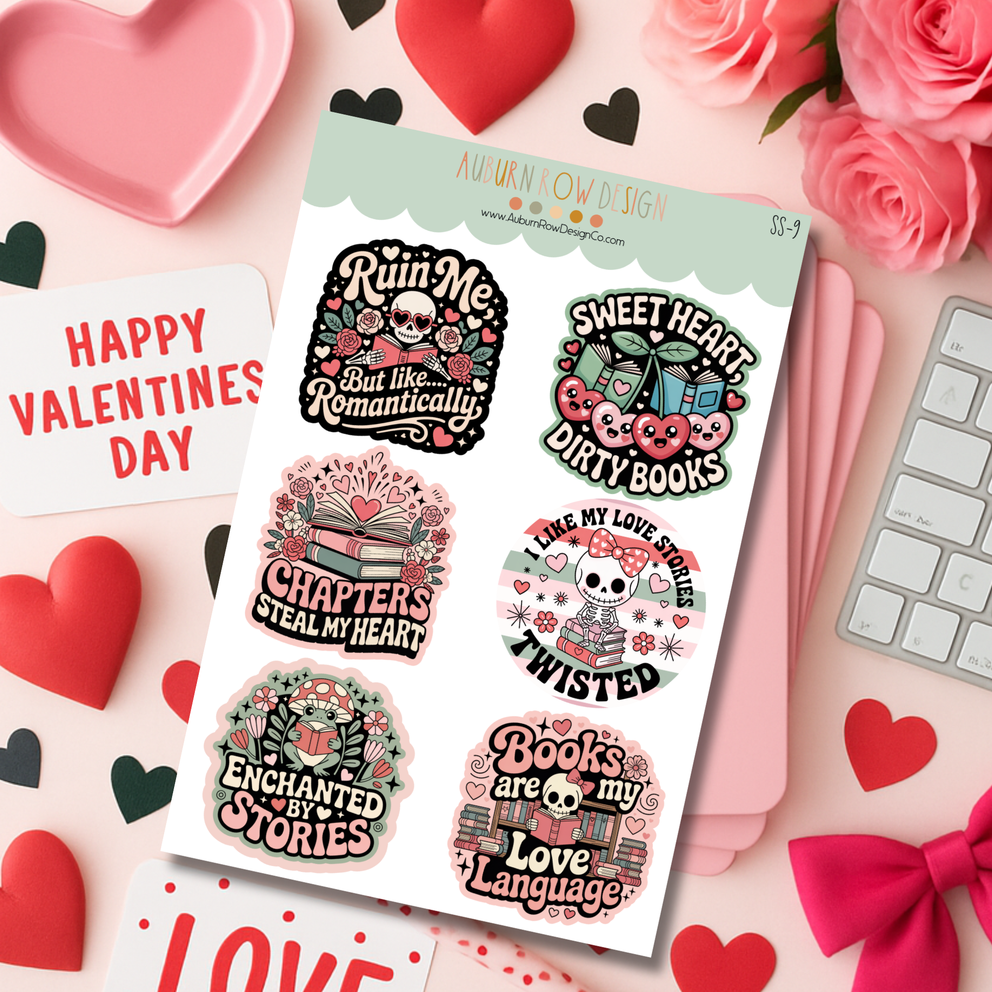 Wholesale Valentine's Day Bookish Sticker Sheet for your store - Faire