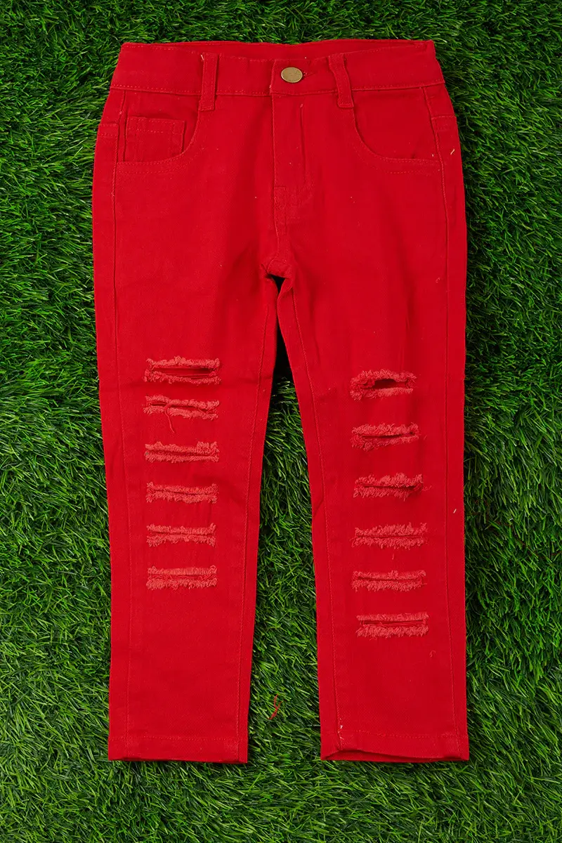Wholesale RED RIPPED SKINNY JEANS. PNG25133011 SOL for your store - Faire