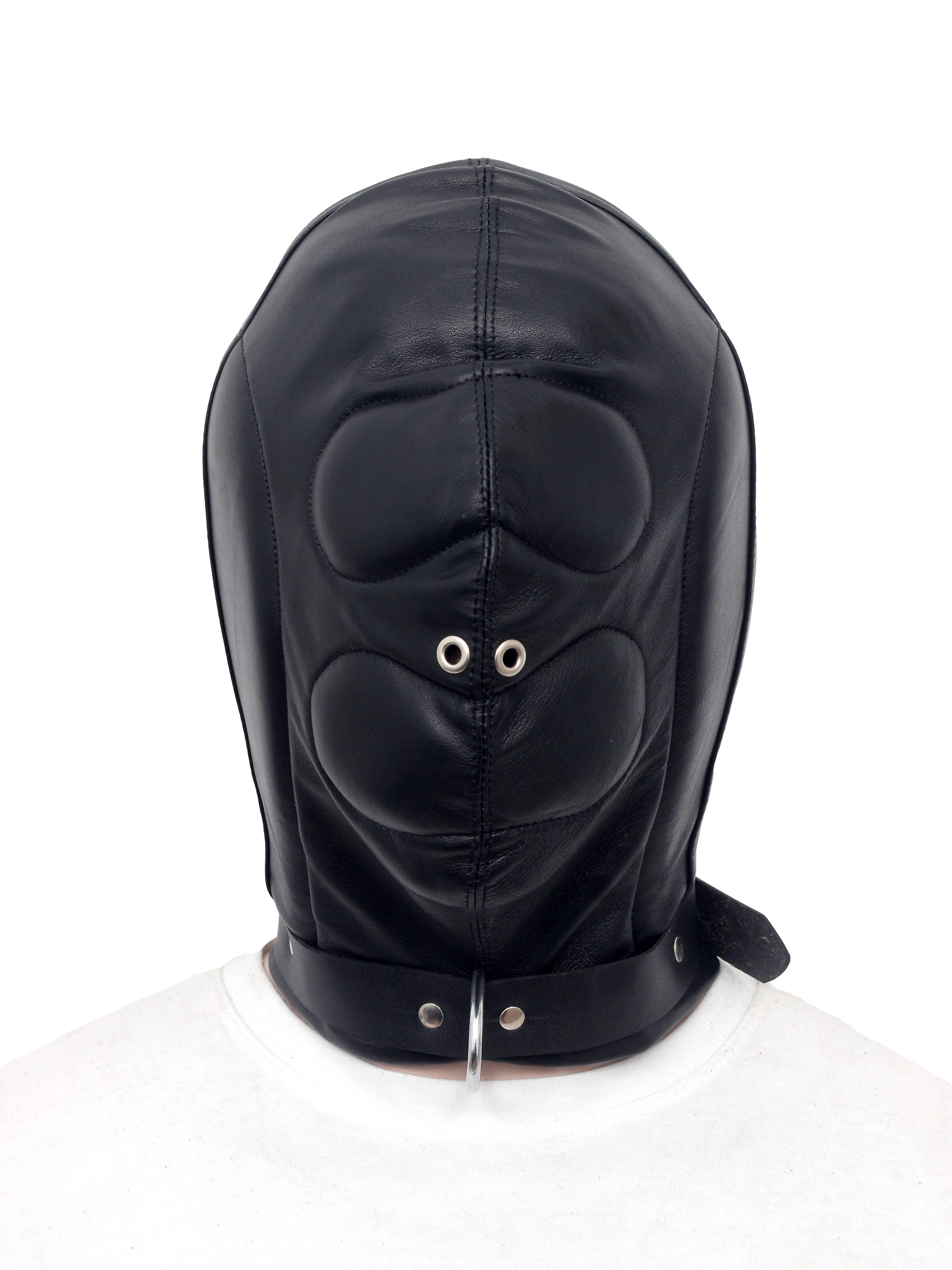 Wholesale Sensory Deprivation Mask Leather Bondage Hood with Gag for ...
