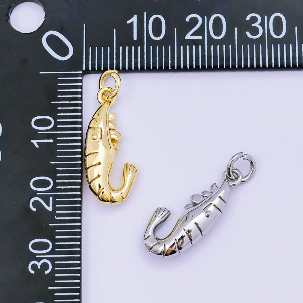 Wholesale 24K Gold Filled 20mm Shrimp Animal Charm in Gold & Silver ...