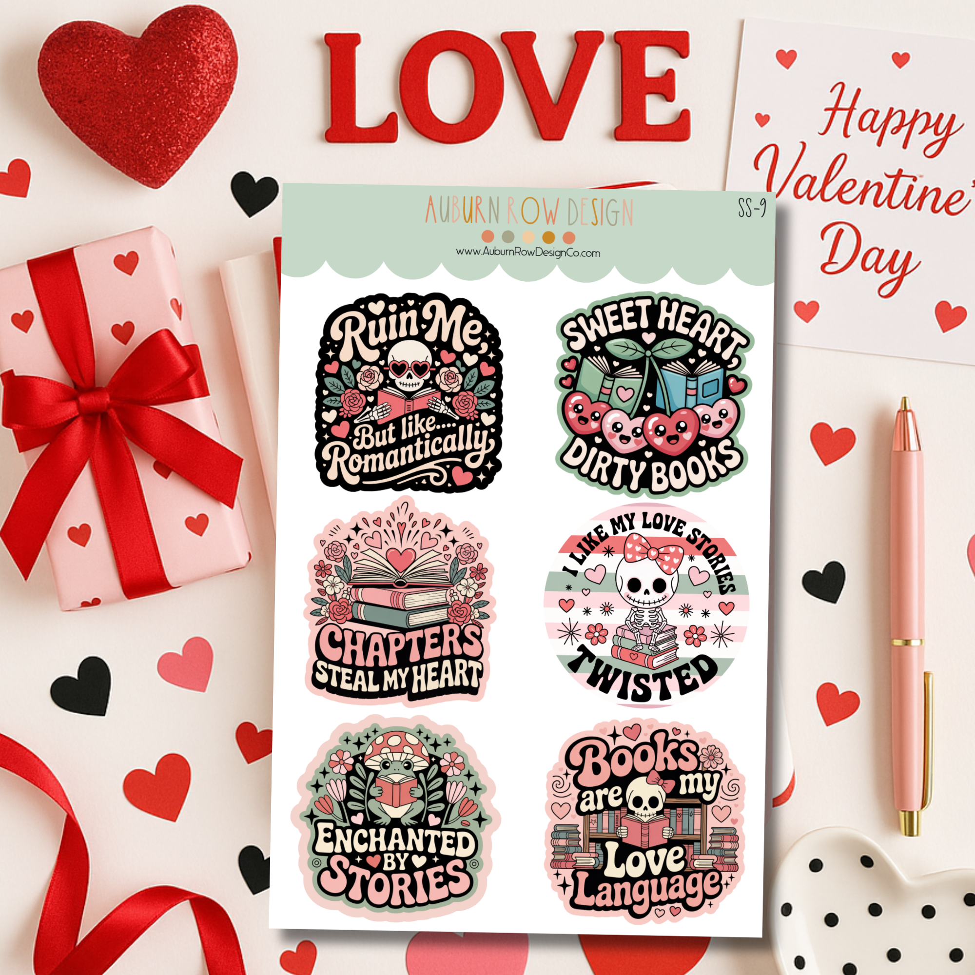 Wholesale Valentine's Day Bookish Sticker Sheet for your store - Faire